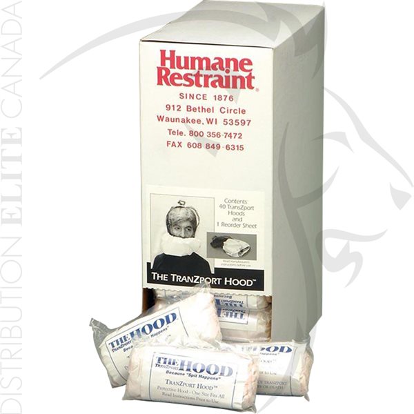 HUMANE RESTRAINT TRANZPORT HOOD (DISPENSER BOX OF 40)
